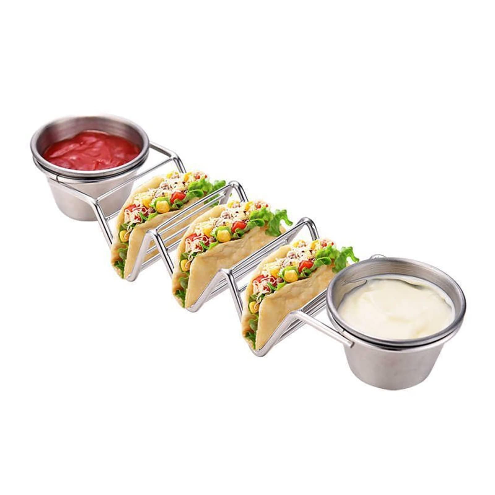 Amazon.com: Stainless Steel Taco Stand, Taco Holder Stand with 2 Sauce ...