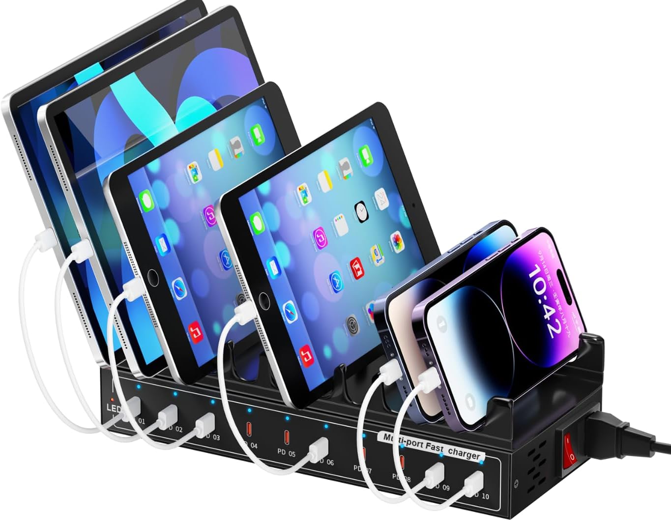 Amazon.com: Lcoco&Dream 200W USB C Charging Station,10-Port hub Ultra ...