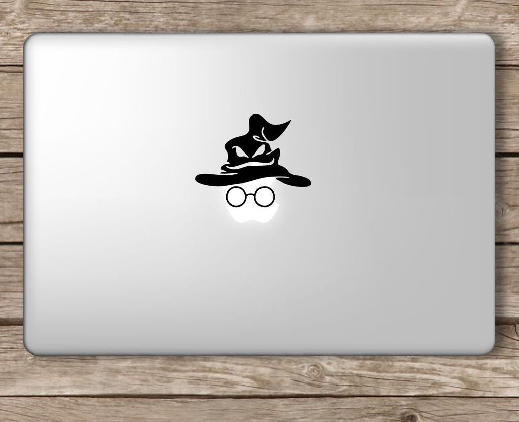 Fusion Graphix Sorting Hat and Glasses Laptop Vinyl Sticker (Black ...