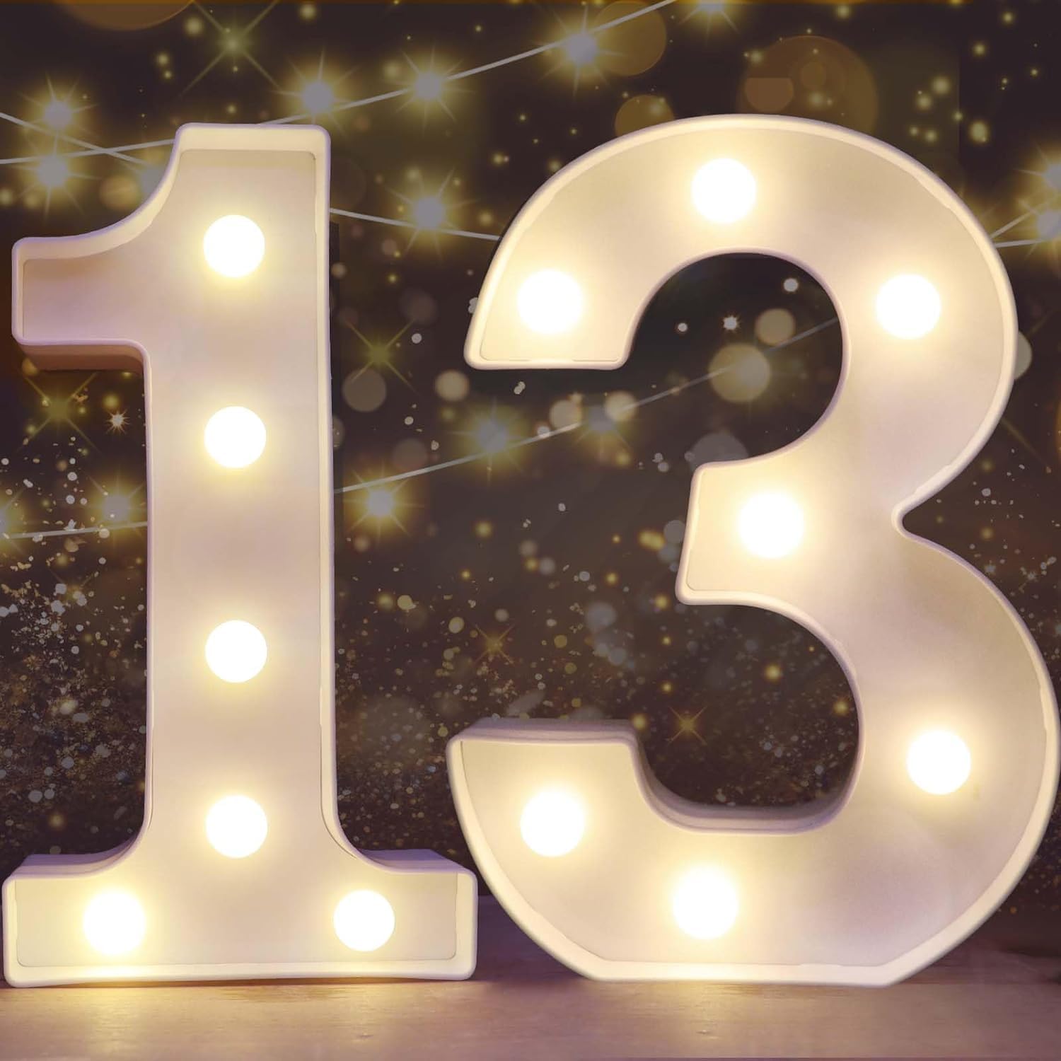 Decorative Led Light Up Number Letters, White Plastic Marquee Number ...