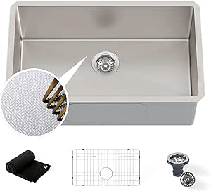 Beleeb Undermount Embossed Kitchen Sink, 32x19”, Scratch-Resistant 3D ...