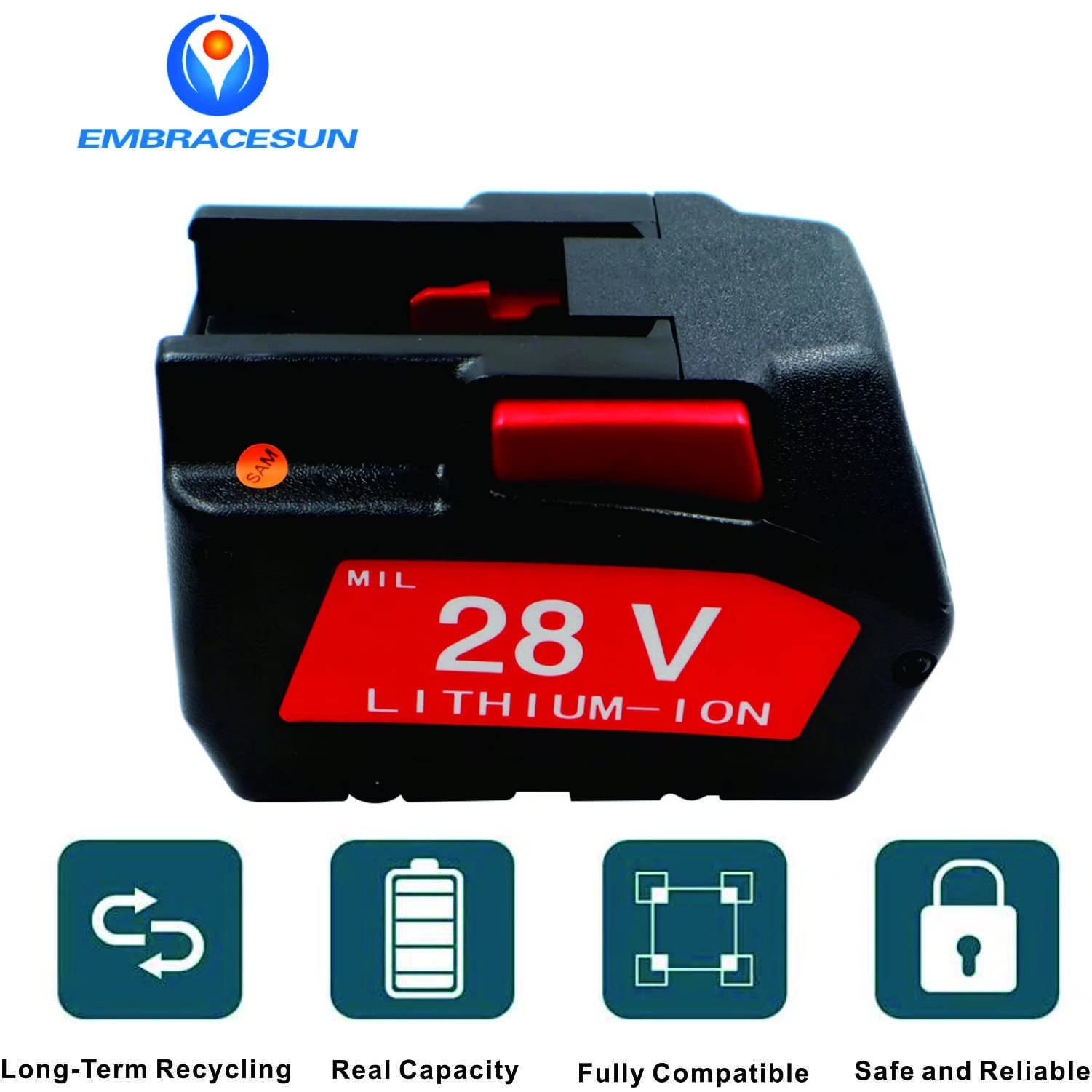 3000mAH Battery Pack MIL28A Li-ion Battery 28V Replacement for Milwauk ...