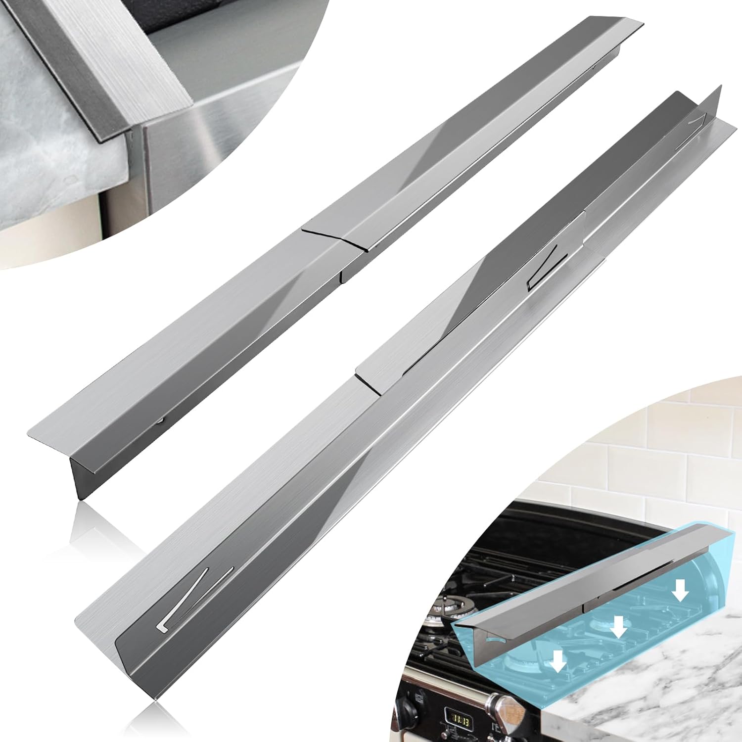 Amazon.com: 16.5"-33" Stove Counter Gap Covers, Stainless Steel Stove ...