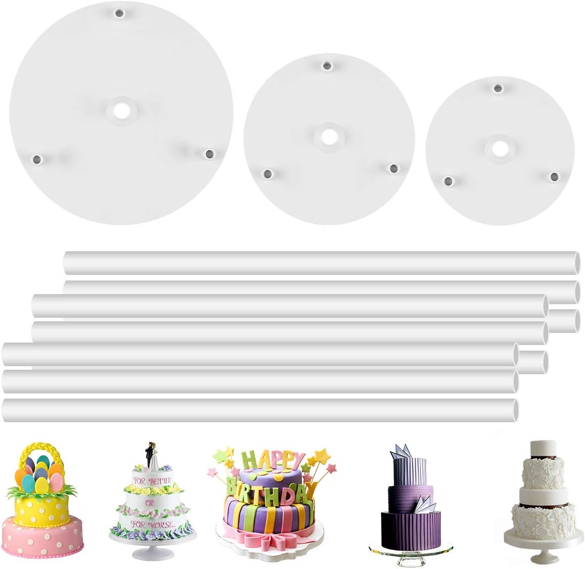 Amazon.com: 2 Tier Cake Separator Plates and 6 Pieces Pillars Set, Cake ...