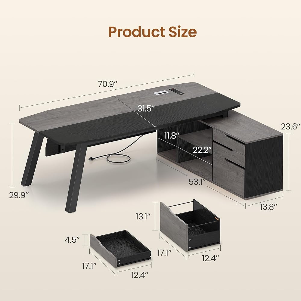 SEDETA 71 Executive Desk with File Cabinet, Large Philippines | Ubuy