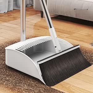 Dhamee Broom and Dustpan Set with Long Handle Upright Standing Broom ...