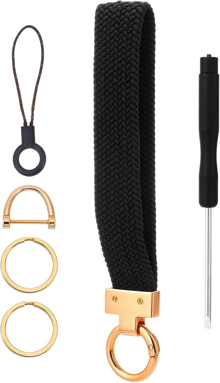 Bremorou Black Wristlet Keychain Elastic Wristlet Keychain For Women ...