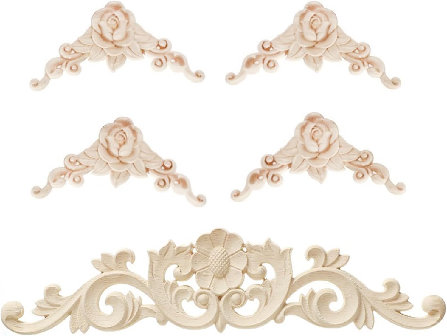 Amazon.com: BSYMDH 5PCS Wood Carved Onlay Applique Wood Appliques ...