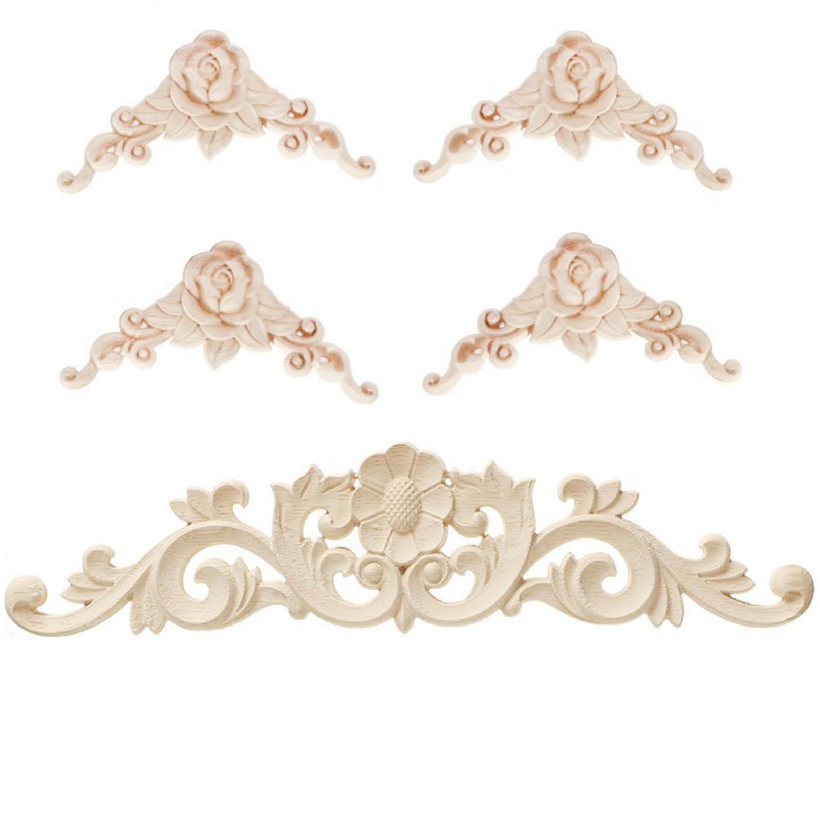 Amazon.com: BSYMDH 5PCS Wood Carved Onlay Applique Wood Appliques ...