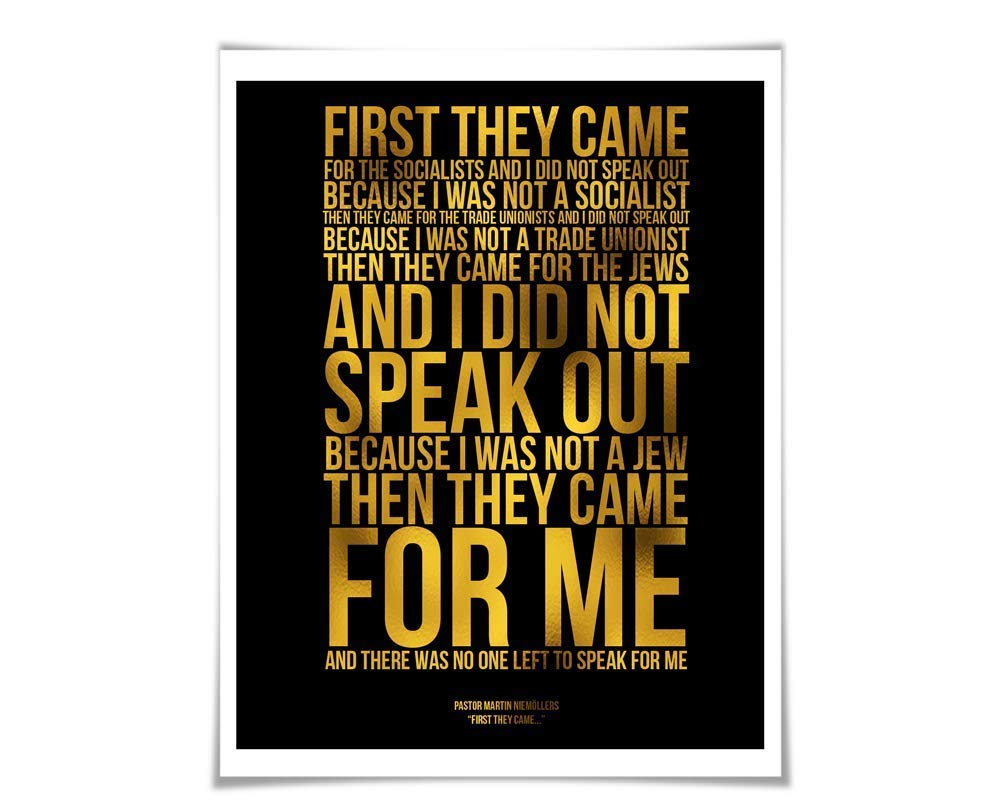 Amazon.com: First They Came Poem Gold Foil Art Print. 36 Colours ...