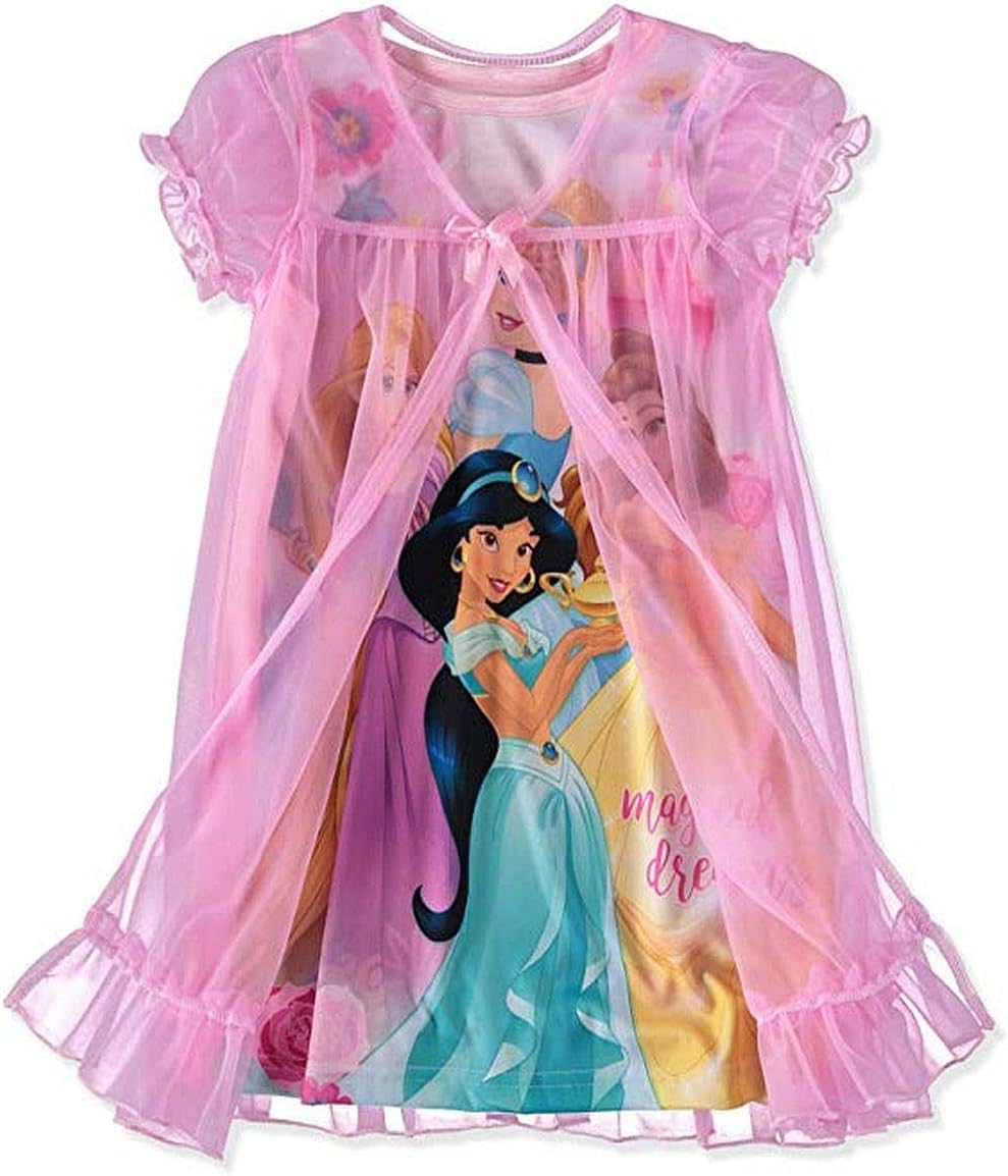 Amazon.com: Disney Princess Peignoir Nightgown Girls Pajama Set, Size ...