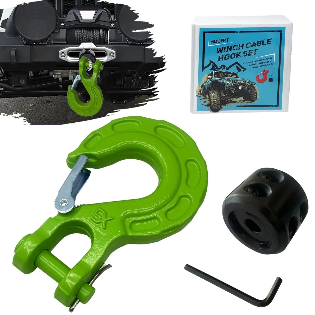Snapklik.com : Heavy Duty Winch Hook, Forged Steel 3/8" Grade 70 Safety ...