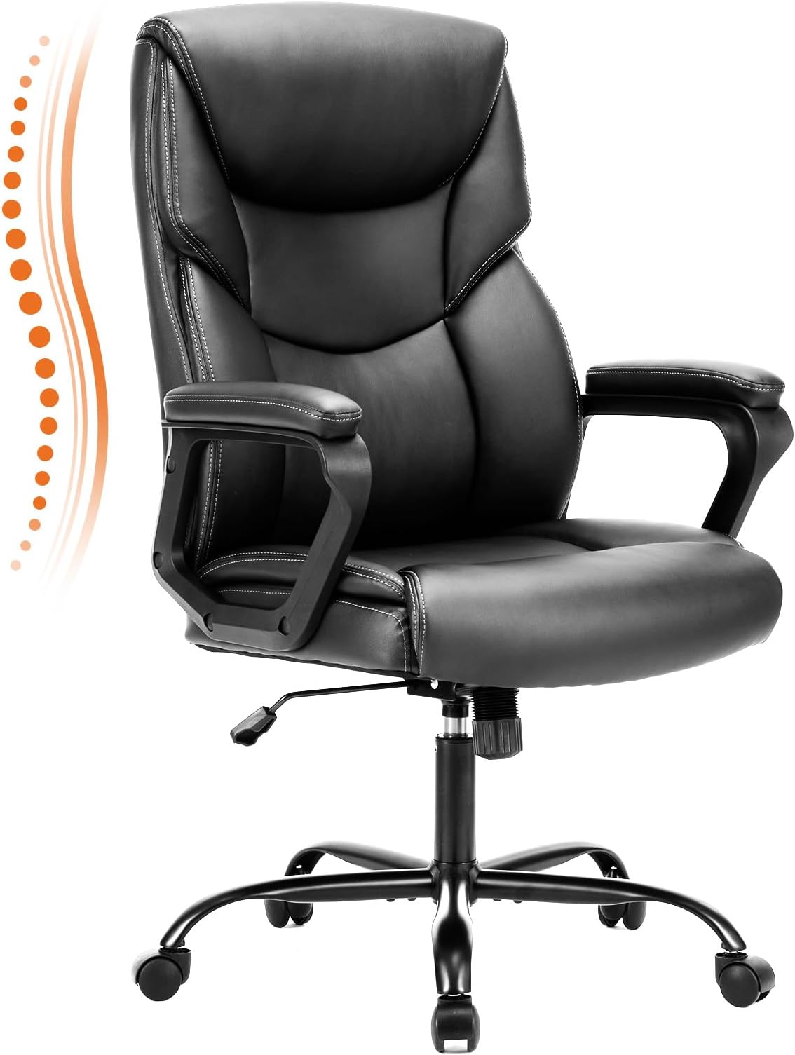 Amazon.com: Home Office Chair, Desk Chair Leather Chair with Armrests ...