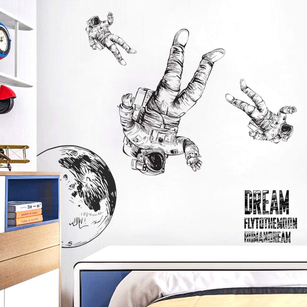 Amazon.com: Astronaut Wall Sticker Removable Large Spaceman Wall Decal ...