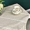 Amazon.com: NEWISHER Rustic Farmhouse Embroidered Small Square Tablecloth Jacquard Striped Table ...