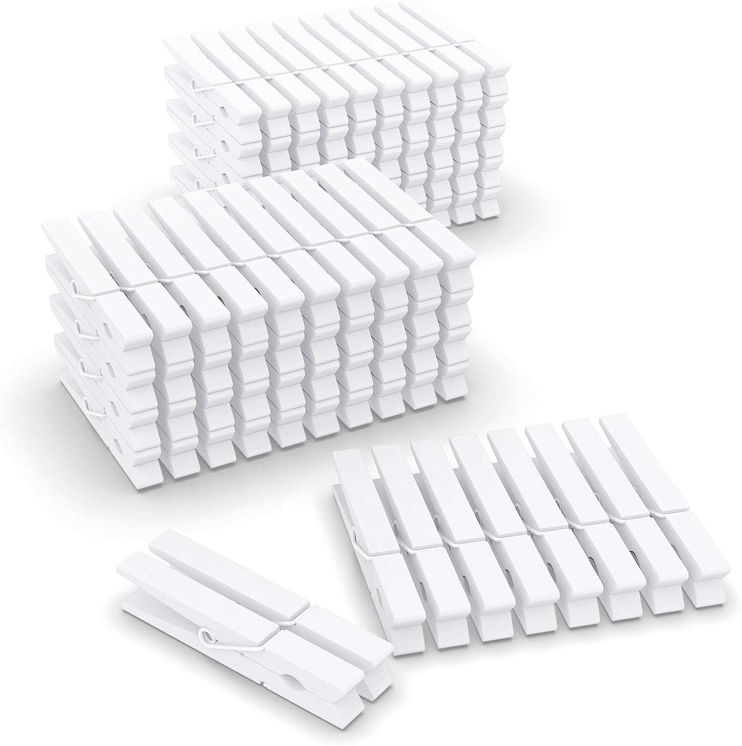 Amazon.com: 100 Pack Clothes Pins Wooden, White Clothespins Wood ...