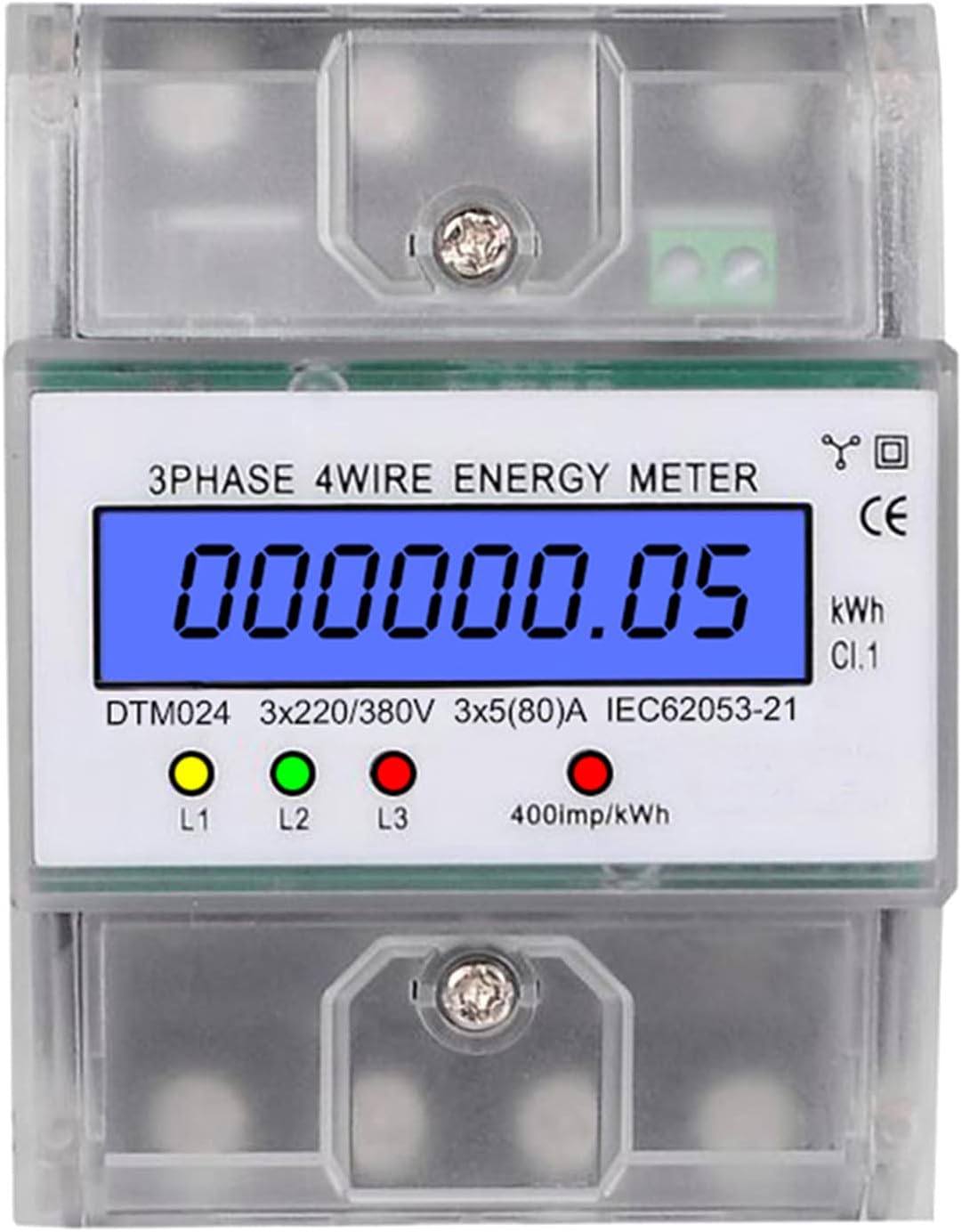 3 Phase 4 Wire Energy Meter 220/380V 5-80A Energy Consumption kWh Meter ...