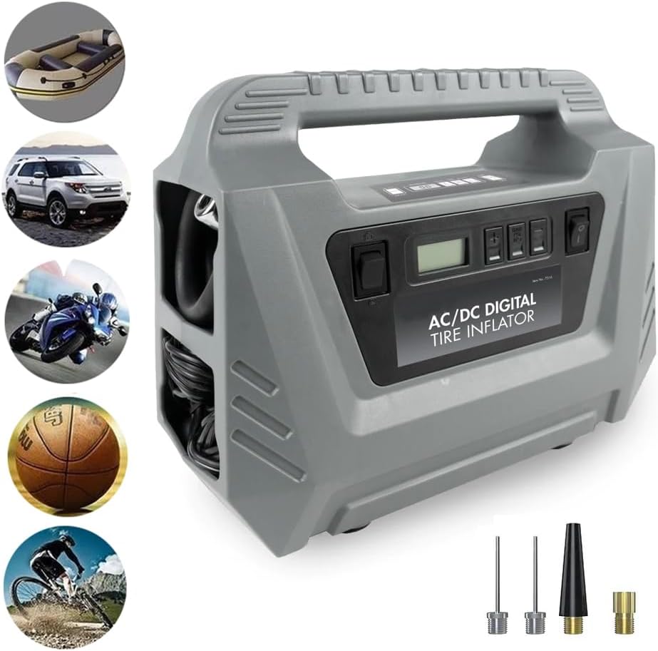 12V-DC/240V-AC 150PSI HB2204 Digital Air Compressor Tyre Inflator with ...