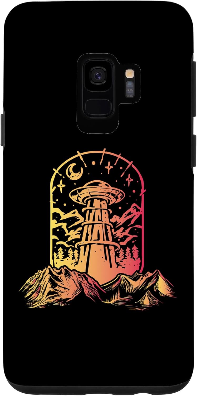 Amazon.com: Galaxy S9 UFO Alien Retro Bright Mountain Lake Camping ...