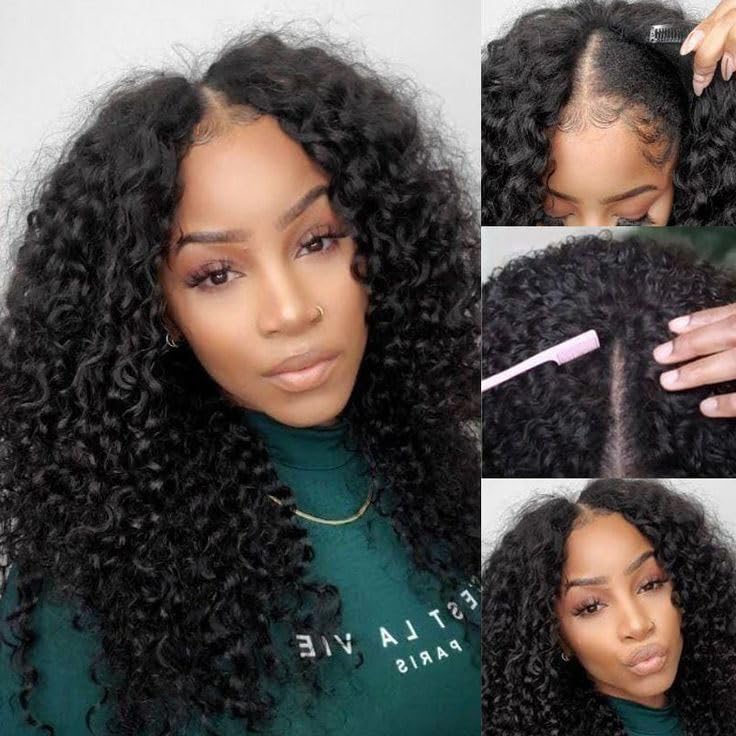 Amazon.com : UNILO V Part Wig Human Hair No Leave Out Upgrade Curly V ...
