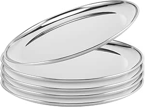 Amazon.com | FUNSUEI 5PCS 12 Inches Stainless Steel Dinner Plates ...