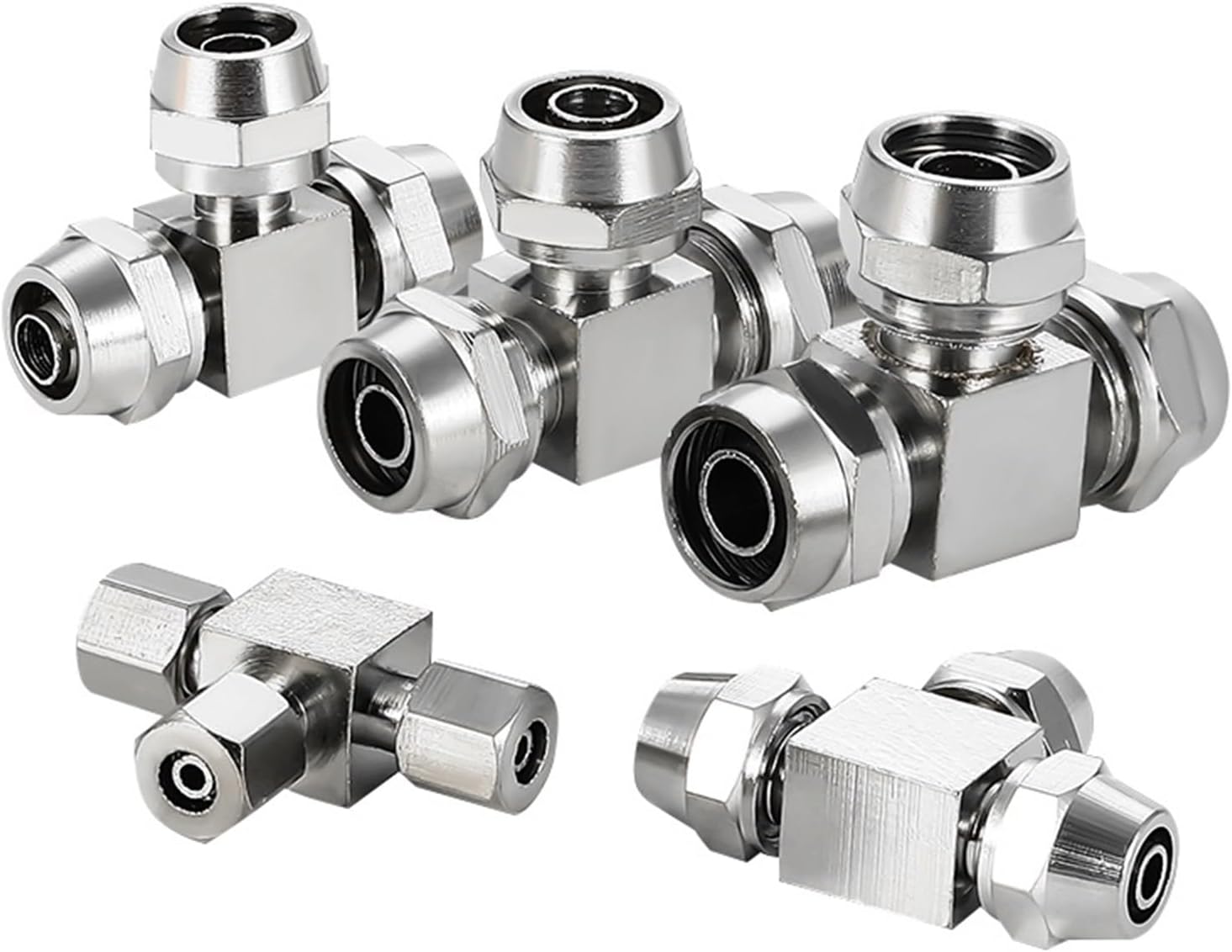 Amazon.com: Pneumatic Fittings Nickel Plated Copper Type Tee Quick ...