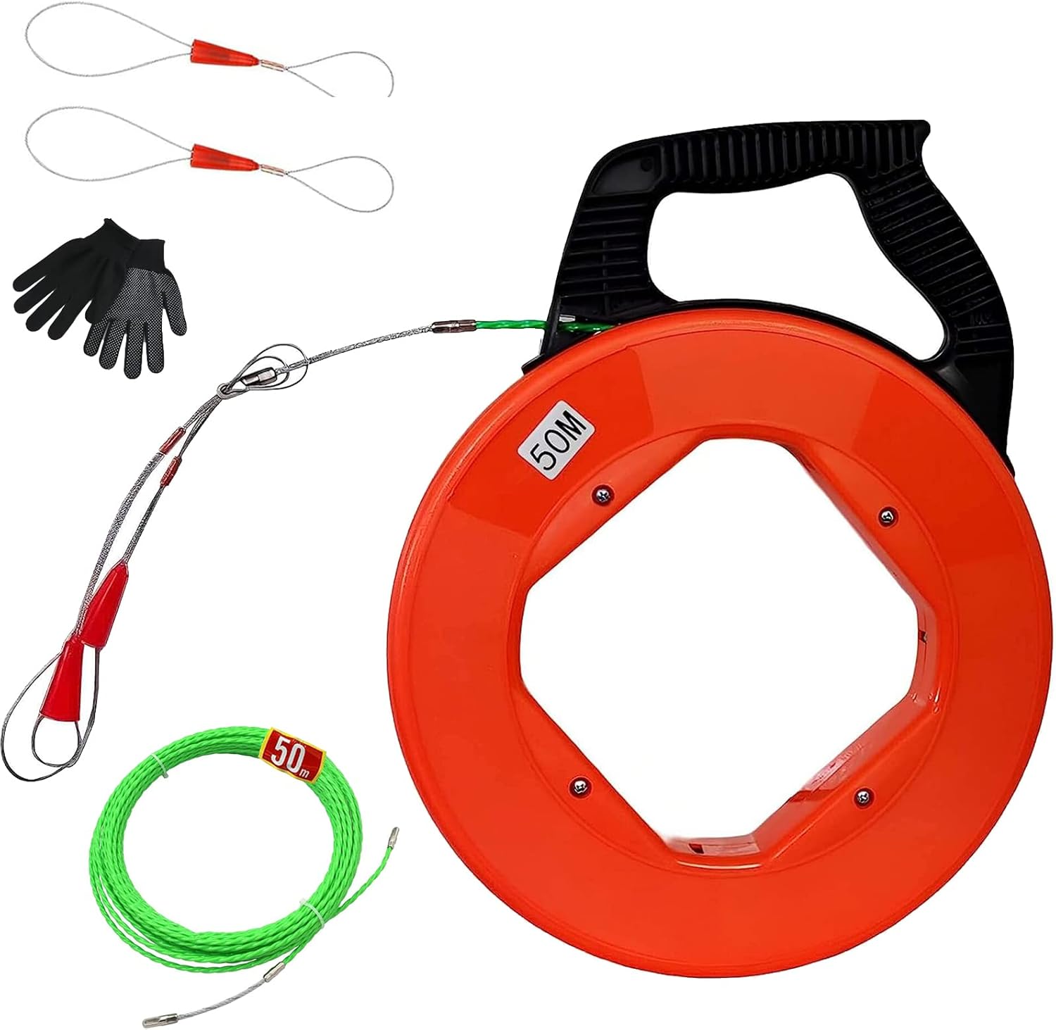 Electrical Fish Tape Wire Puller,164Ft Multi-Groove Fiberglass Fish ...