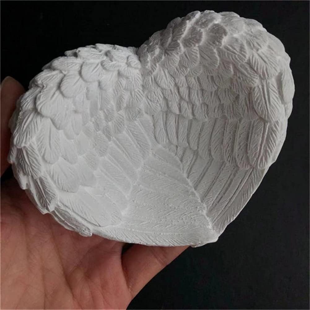 Amazon.com: LABDIP Home Collections White Plaster Angel Wings Heart ...