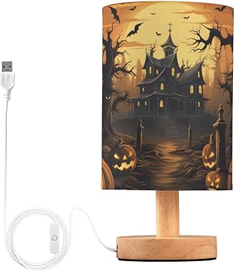 XYMZR Table Lamp Scary House Pumpkins with USB Port for Bedroom ...