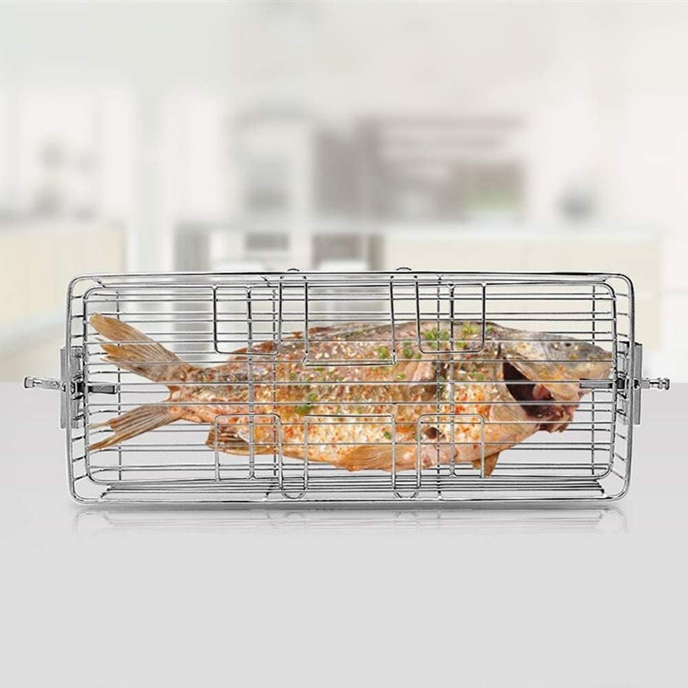 Falytemow Stainless Steel Rotisserie Fish Basket with Removable Cover ...