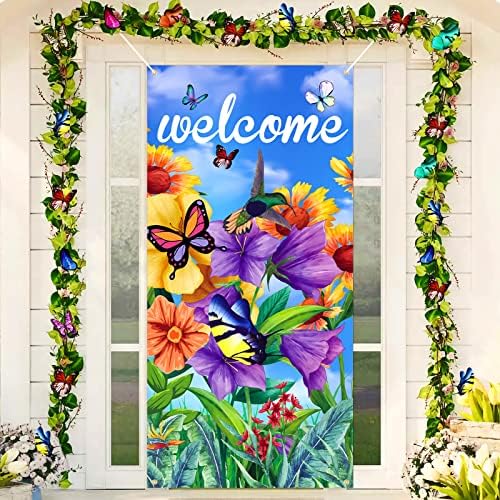 Amazon.com : Spring Door Covers Happy Spring Banner Spring Welcome ...
