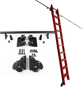 Amazon.com: Rolling Library Ladder Heavy Duty Slide Rails Sliding ...