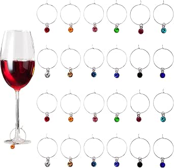 24PCS Wine Glass Charms, 24 Styles Glass Markers Wine Charms for Stem ...