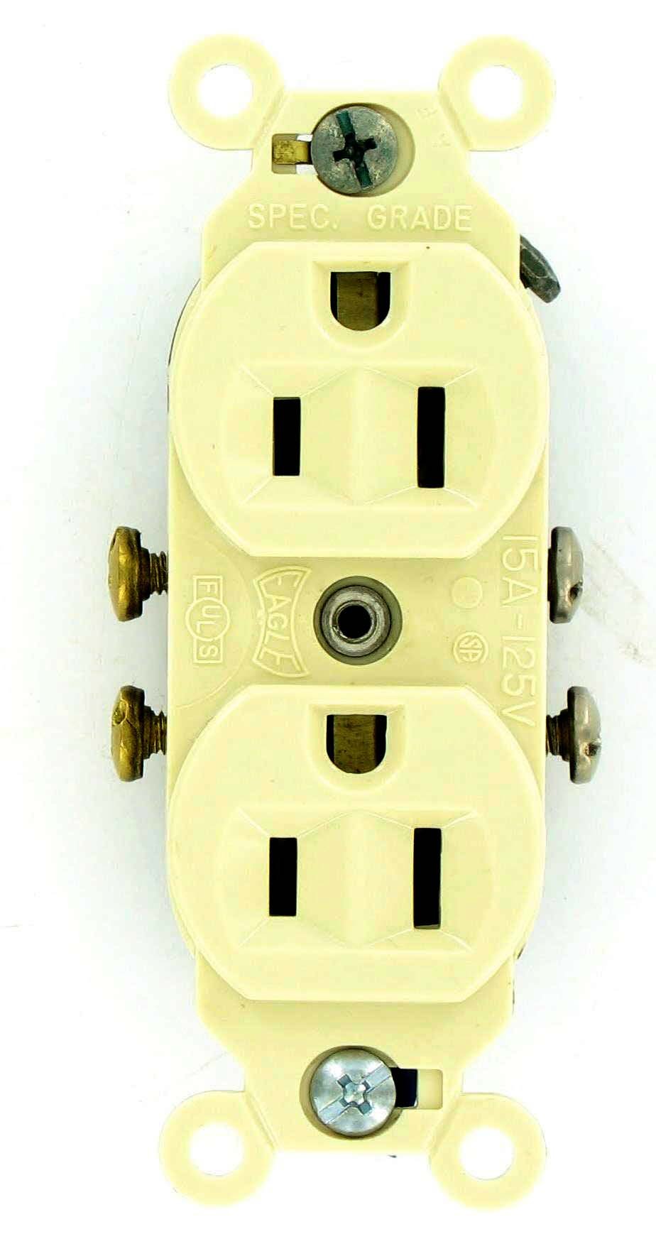 Eagle Ivory INDUSTRIAL Straight Blade Duplex Outlet Receptacle 5-15R ...