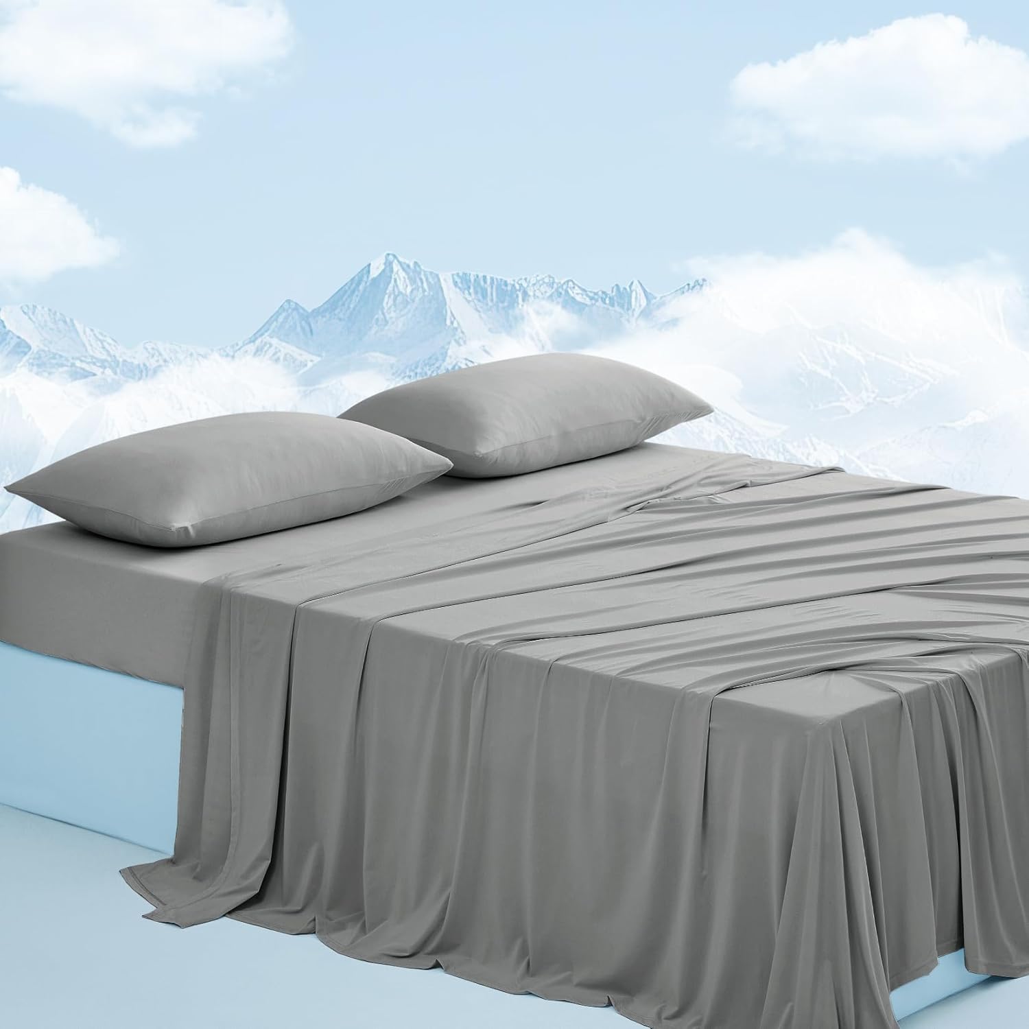 Amazon.com: Wake In Cloud - Cooling Sheets, 4 Piece Fitted Flat Bed ...