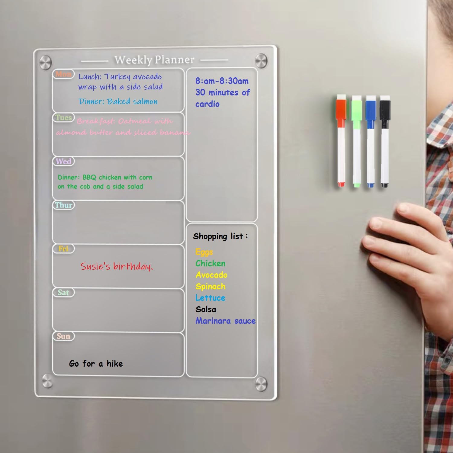 JJQHYC Magnetic Weekly Planner for Fridge, 30 x 20cm, Clear Acrylic ...