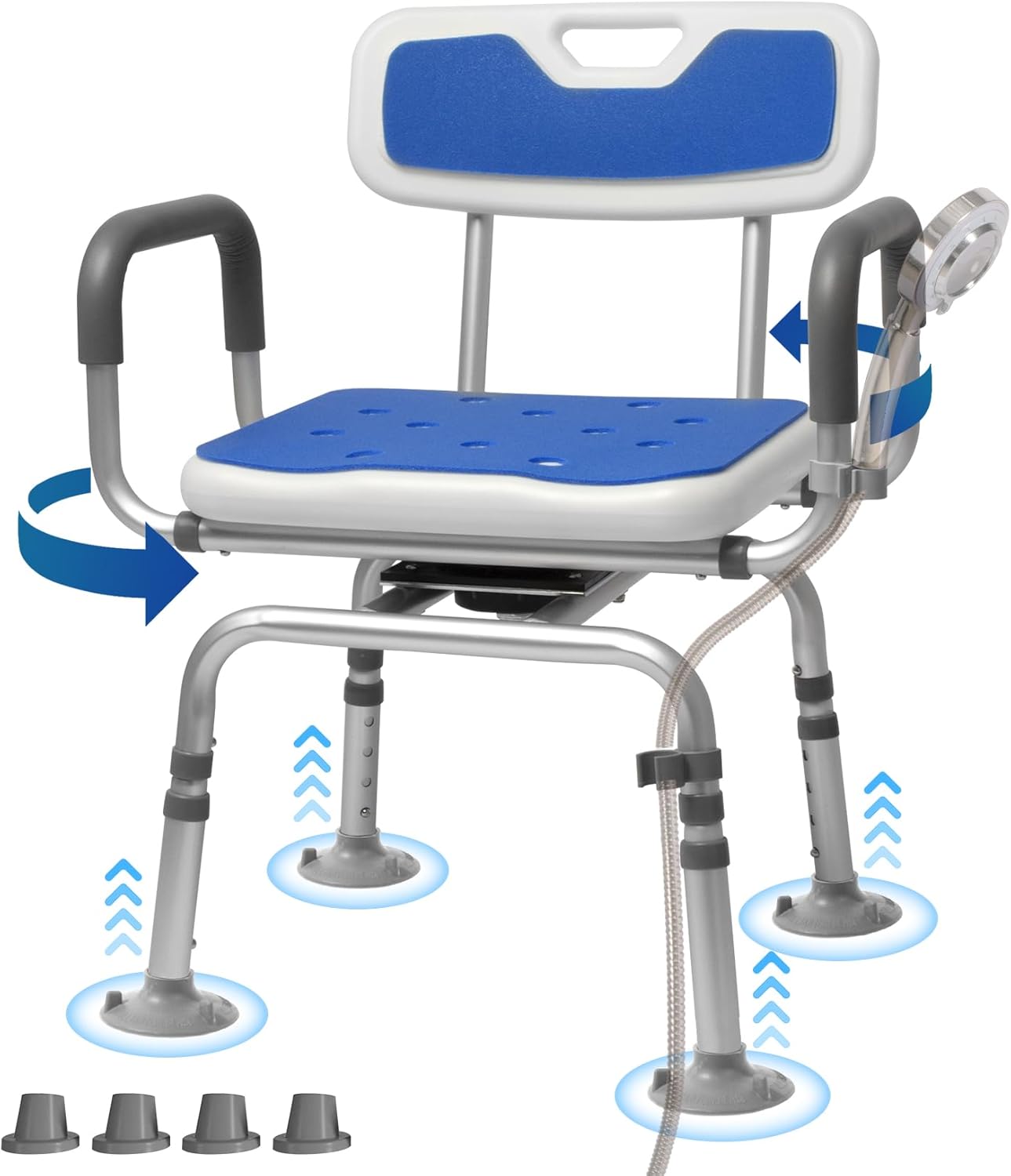 360° Swivel Shower Chair with Back and Arms,Rotating Shower Chair ...