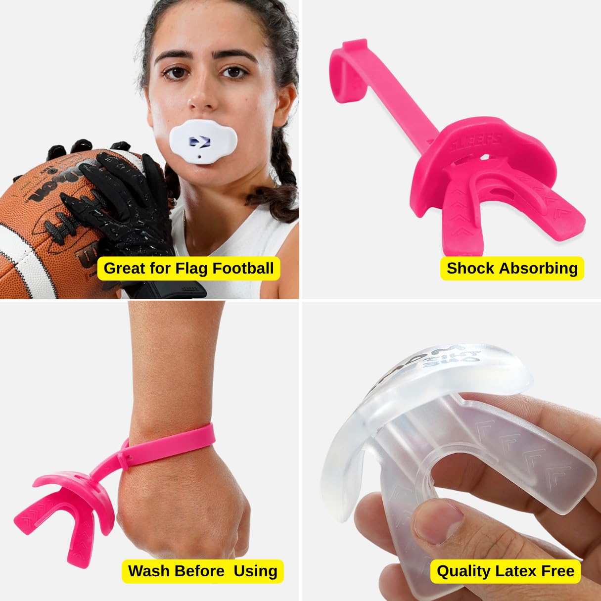 Snapklik.com : SLEEFS God First Pink Football Mouth Guard No-Boil ...