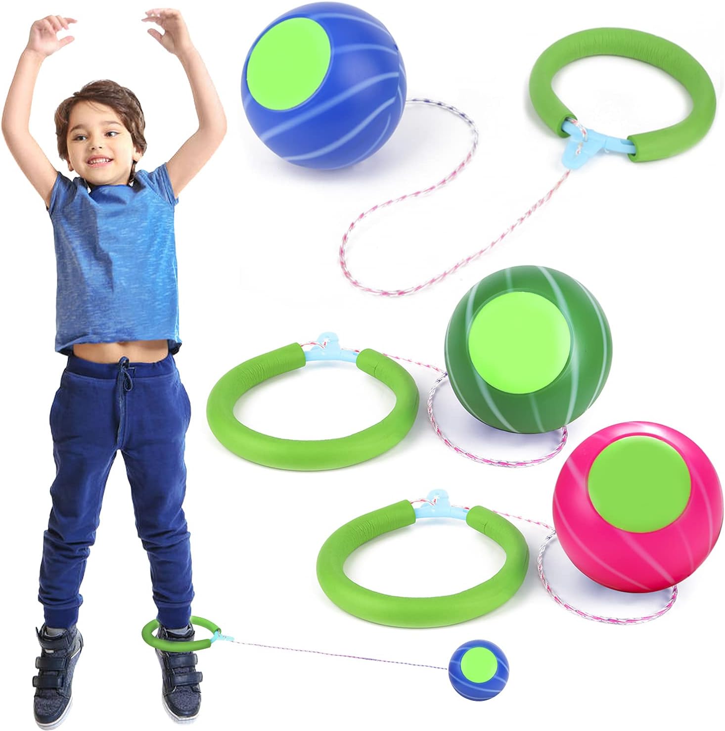 Amazon.com: PROLOSO Skip Ball Sports Swing Balls Set Ankle Toy for Kids ...
