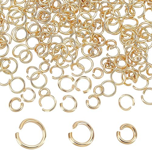 Amazon.com: Beebeecraft 1 Box 300Pcs 3 Size Open Jump Rings 18K Gold ...