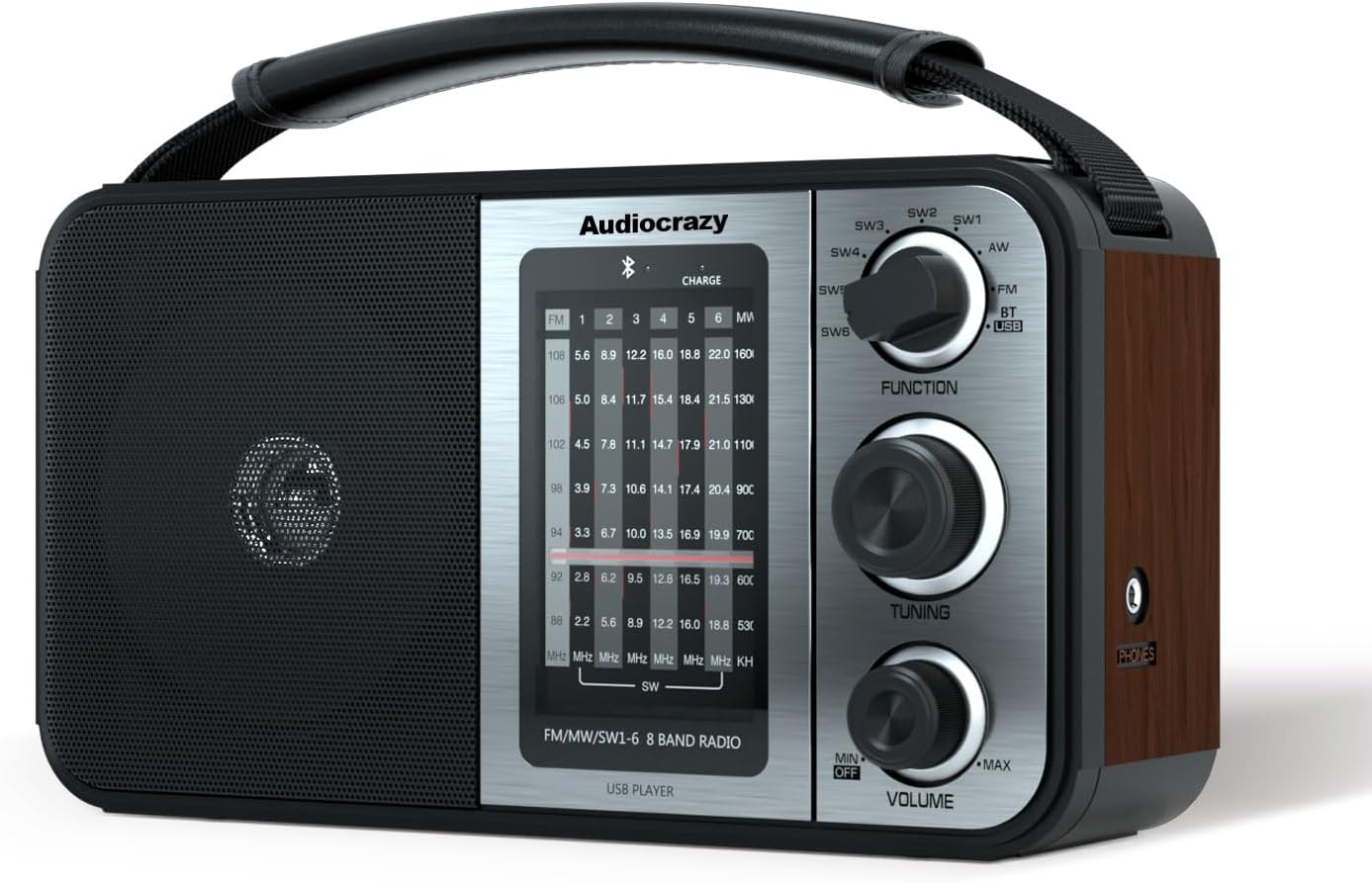 Amazon.com: Portable AM FM SW Radio with Bluetooth Speaker, LCD Display ...