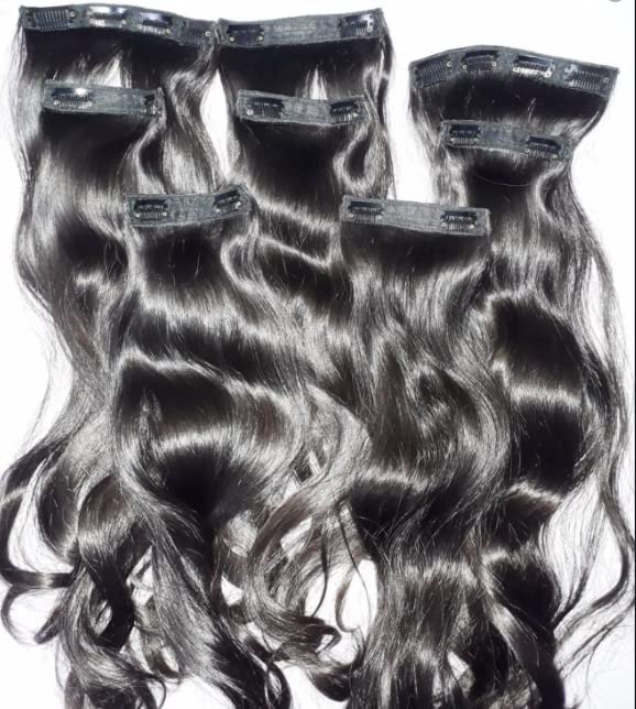 Amazon.com : B. Xquisit Indian Hair Clip In Set (Wavy) (30", Natural ...