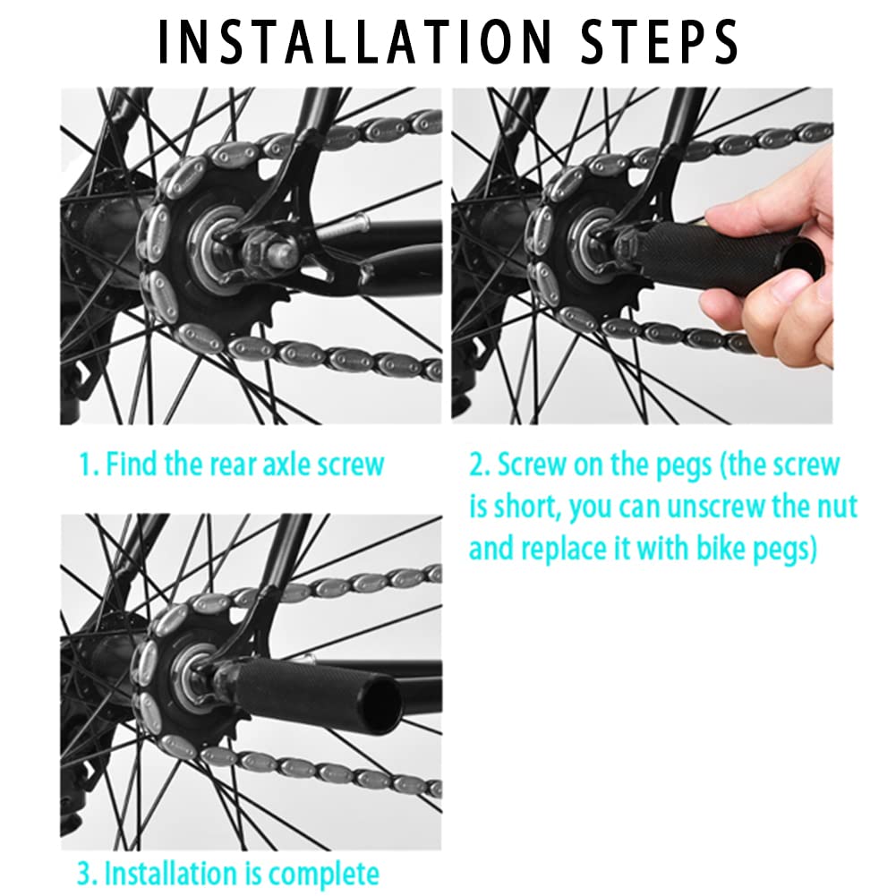Non-slip Bike Stands WADEKING Aluminum Bike Pegs - 3/8 Inch Axle Foot ...
