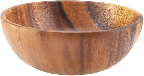 Classic Large Round Wooden Bowl - Solid Wood Bowl For Salad, Soup, Rice ...