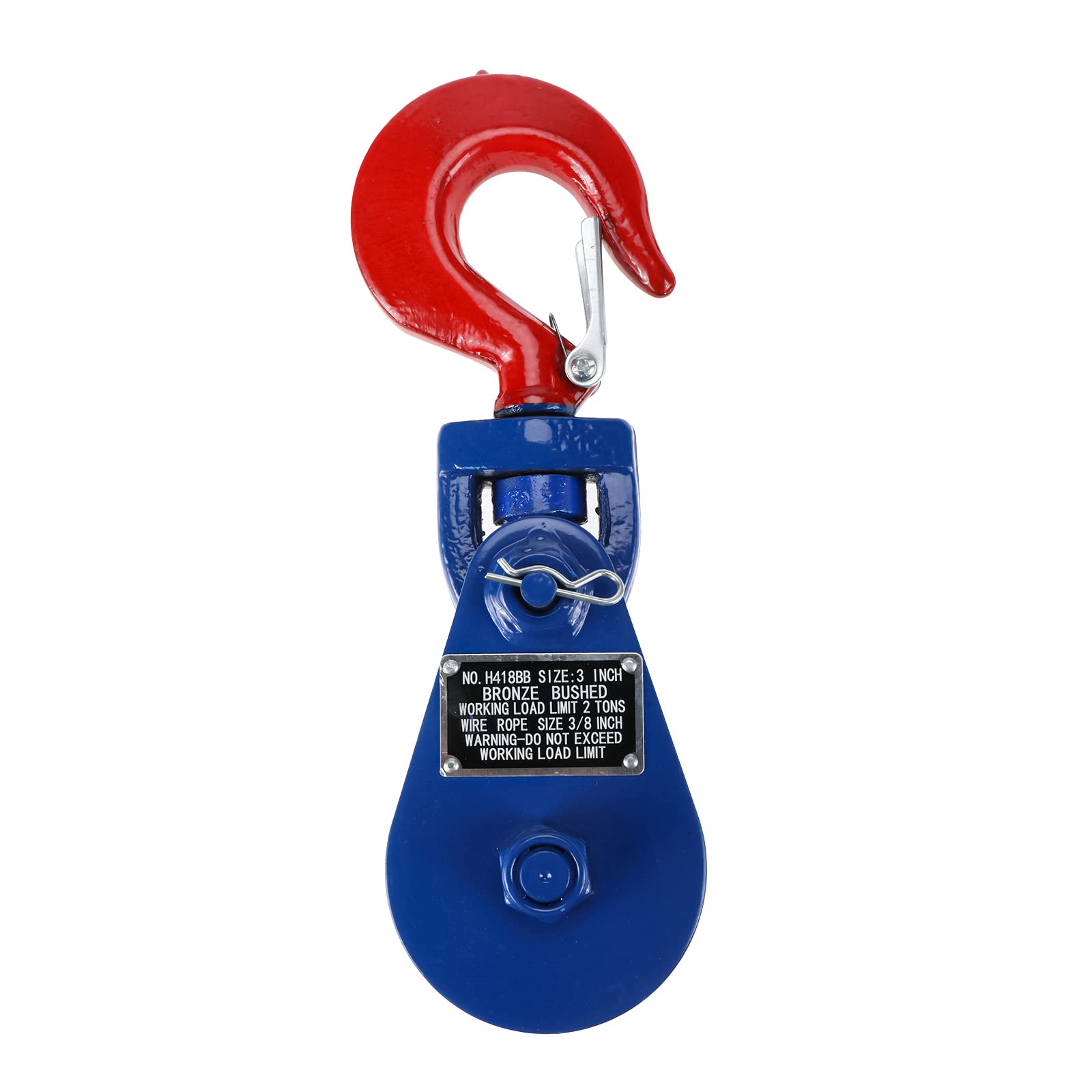 KUNTEC 2 Ton Snatch Block with Hook 3" Sheave 3/8 Inch Wire Rope ...