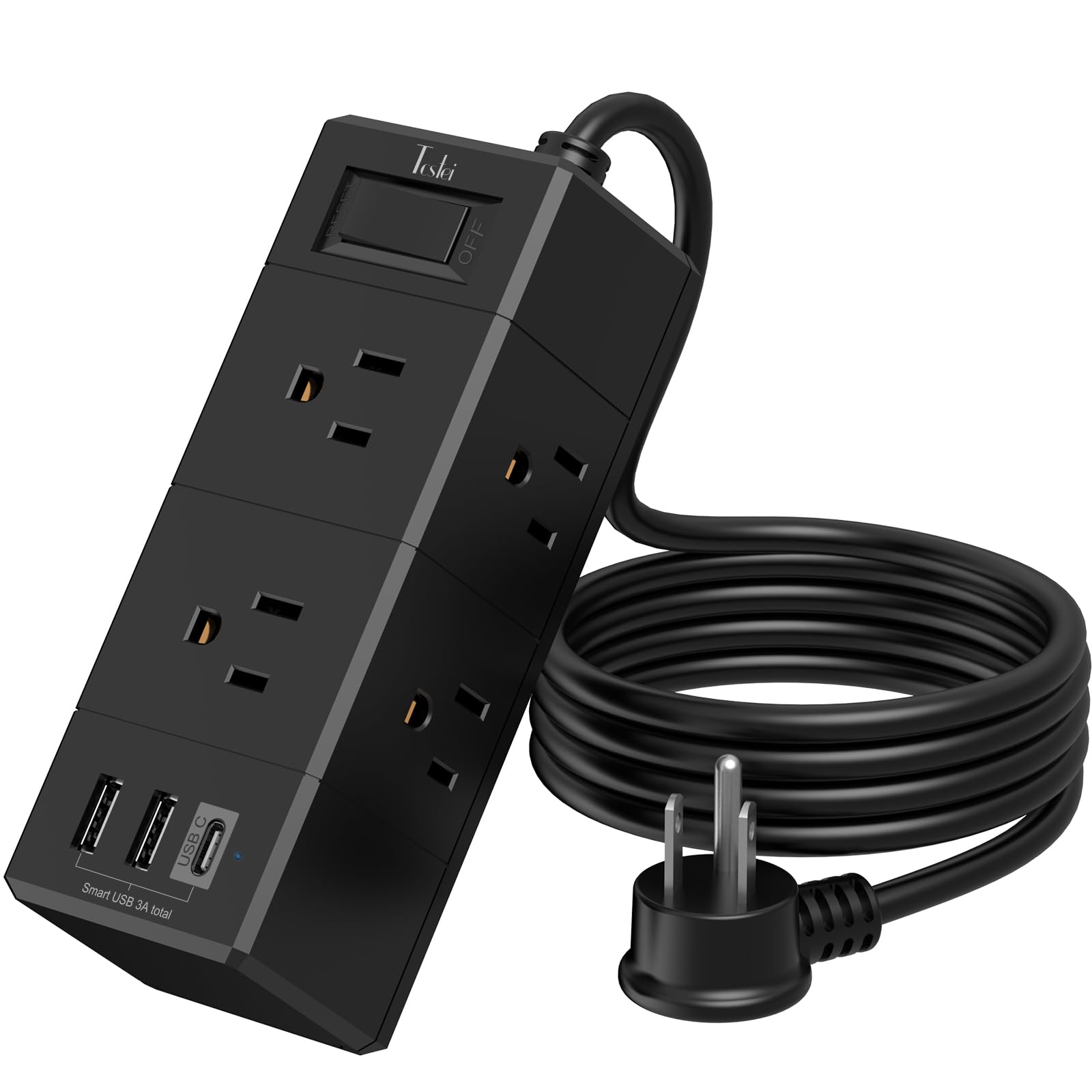 Amazon.com: 5Ft Extension Cord Flat Plug Power Strip - Tcstei 3-Side ...