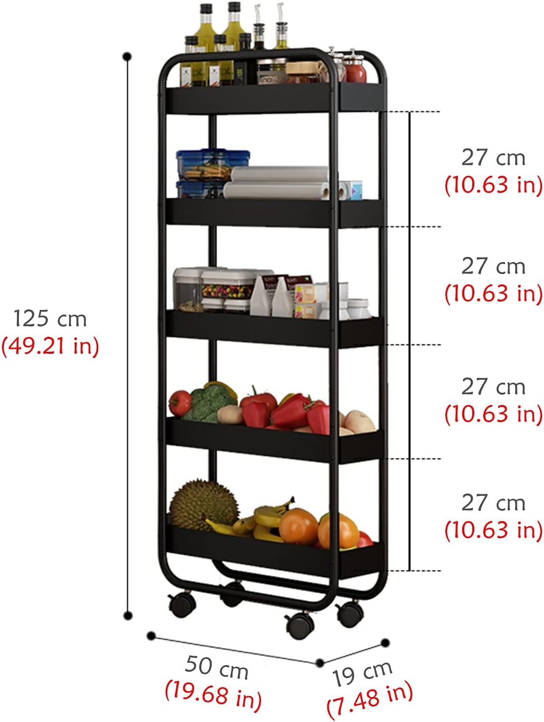 Buy KAIKEA Light and Strong Kitchen Gap Slim Slide Out Storage Tower ...