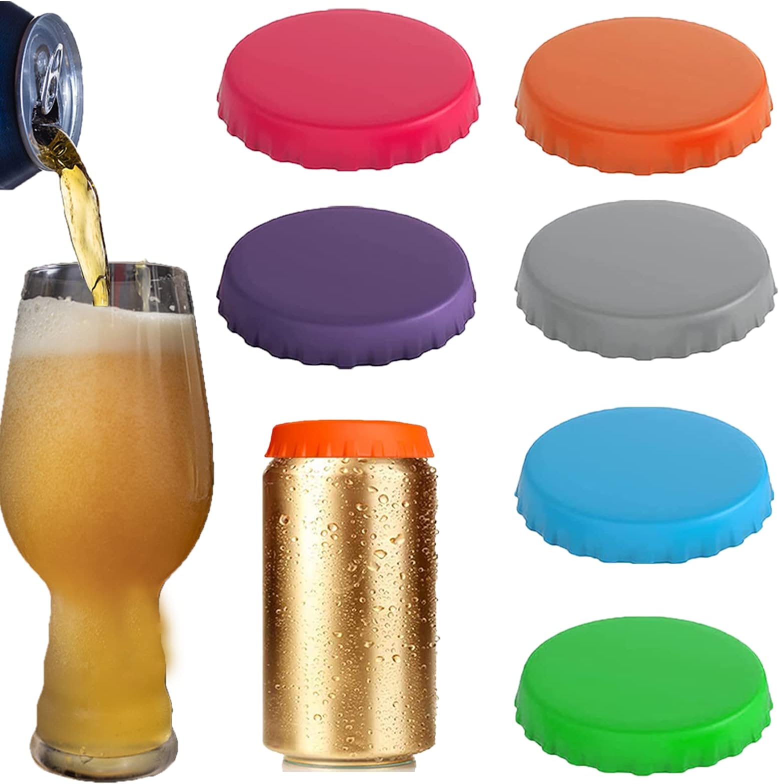 Amazon.com: 6 Pack Silicone Soda Can Lids - 2.1” Beer Coke Can Covers ...