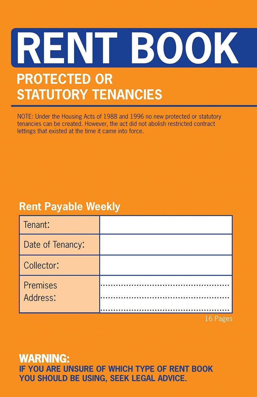Rent Book 16 Page Protected Or Statutory Tenancies Book (C235) : Amazon ...