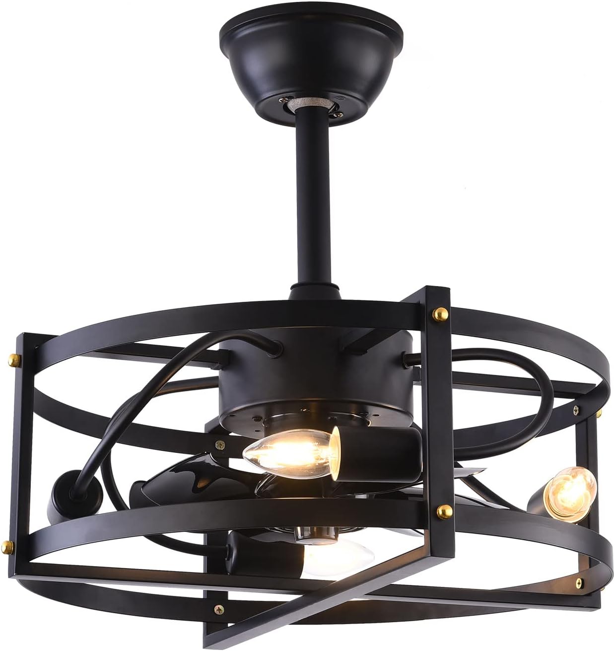 60W Timing Lights with Ceiling Fan, Farmhouse Rustic Wood Bladeless ...